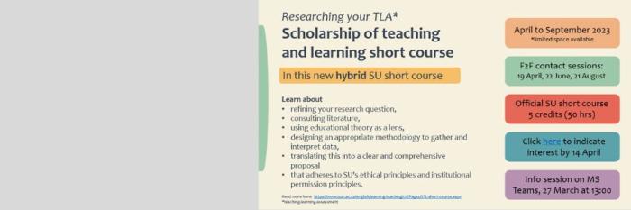 Scholarship of teaching and learning short course | Stellenbosch University